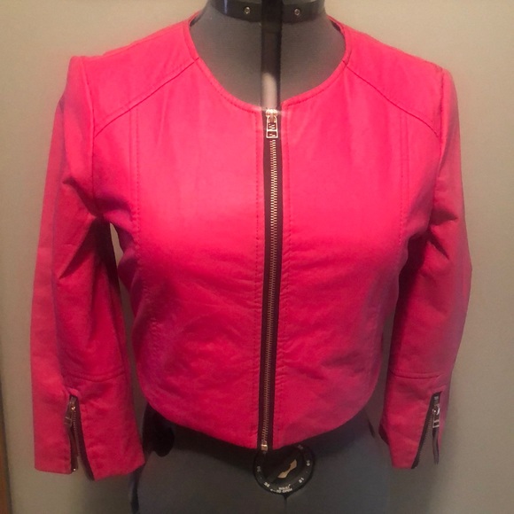 Body Central | Jackets & Coats | Hot Pink Crop Zip Up Jacket | Poshmark